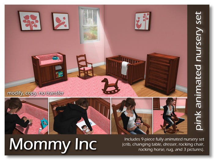 Second Life Marketplace - *Mommy Inc* 9-Piece Nursery Set - Pink Cherry