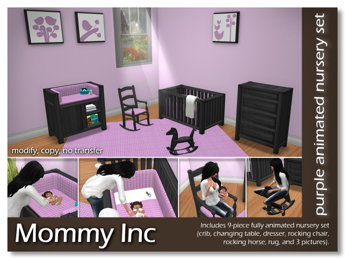 Second Life Marketplace - *Mommy Inc* 9-Piece Nursery Set - Purple Ebony
