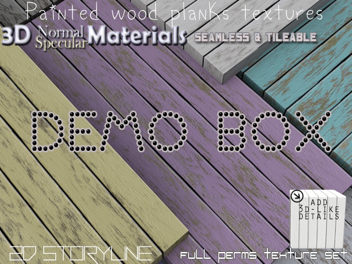 Second Life Marketplace - 2d storyline : {DEMO} painted wood planks ...