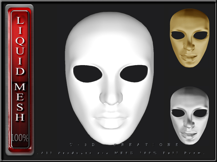 Second Life Marketplace - T-3D Creations [ LQ Mesh - Mask 016 ] LIQUID ...