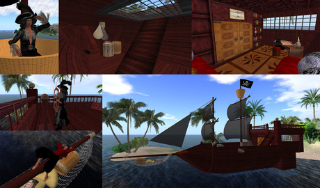 Second Life Marketplace - [MC] Pirate Ship - Red Baron