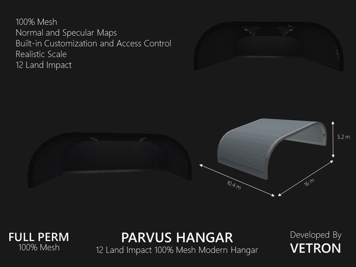 Second Life Marketplace - [Vetron] Parvus Hangar
