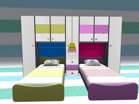 Second Life Marketplace - Twin Beds with animations and closet(Crate)