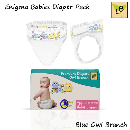 Second Life Marketplace - Enigma Babies Diaper Pack - Owl Branch Blue