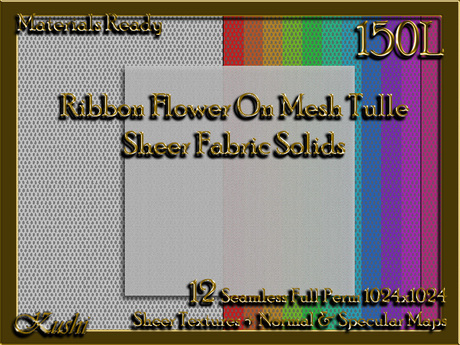 Second Life Marketplace - Ribbon Flower On Mesh Tulle Sheer Fabric ...