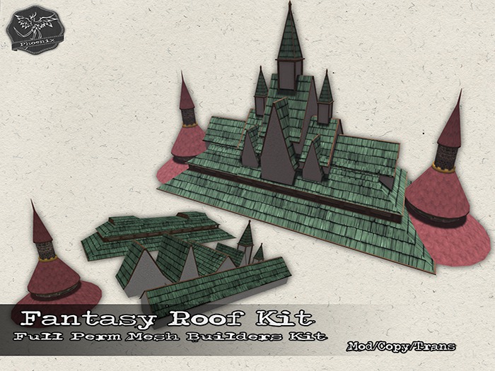 Second Life Marketplace - .:Phoenix:. Fantasy Roof Kit Full Perm