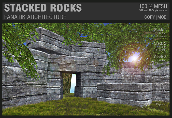 Second Life Marketplace - :Fanatik Architecture: STACKED ROCKS – rocky ...
