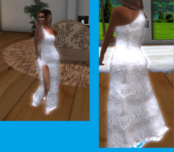 Second Life Marketplace - White dress mesh (cloth embroidered with beads)
