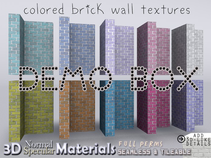 Second Life Marketplace - 2d Storyline : {DEMO} colored brick wall ...