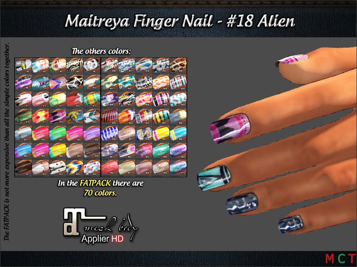 Second Life Marketplace - Nail Finger #18 Alien - Maitreya Applier - NAKA