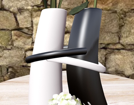 Second Life Marketplace - CJ Elegant Hug Vase with 7 white Roses + Deco
