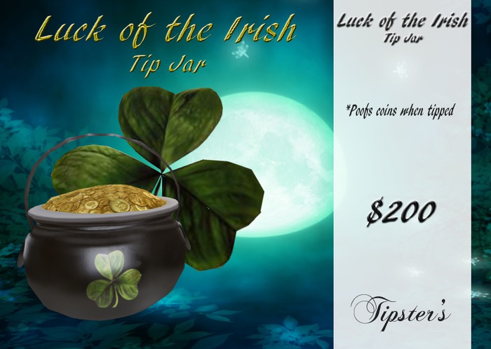 Second Life Marketplace - Luck of the Irish Tip Jar V2 Boxed