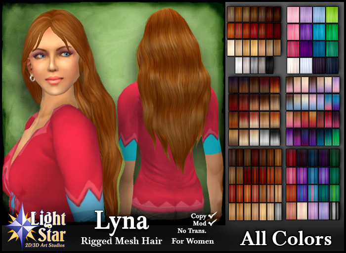 Second Life Marketplace - *LightStar-Hair-Lyna-All Colors
