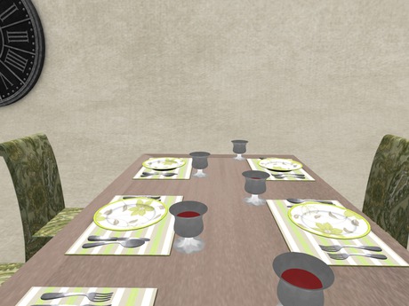 Second Life Marketplace - 7 pc Olive Dining room set mesh (box)
