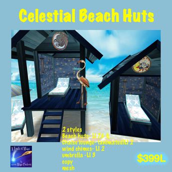 Second Life Marketplace - Celestial Beach Huts and Decor(crate)