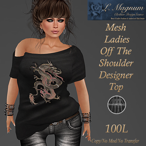 Second Life Marketplace - LM's Mesh Ladies Off Shoulder Designer Top ...