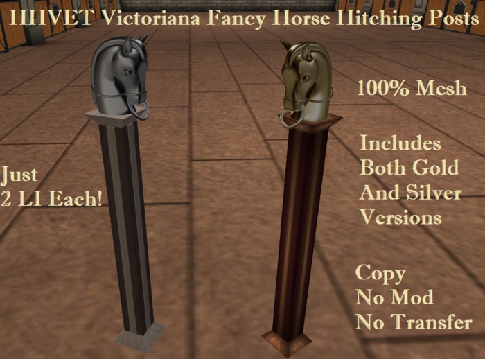 Second Life Marketplace - HHVET Victoriana Fancy Horse Hitching Post Set