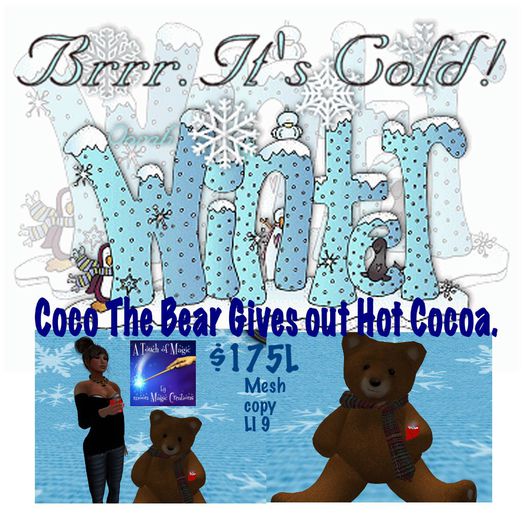 Second Life Marketplace - Coco The Teddy Bear Gives Hot coco mesh (box)