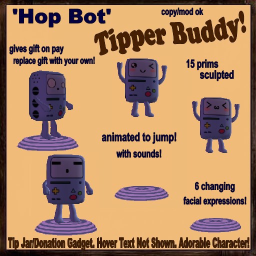 Second Life Marketplace - (CC) Tip Jar: Hop Bot Tipper Buddy -animated ...