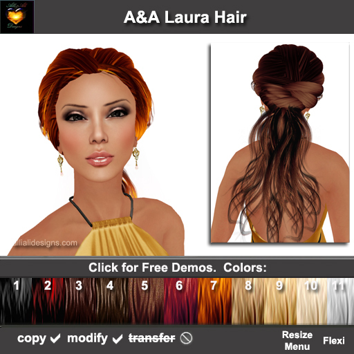 Second Life Marketplace - A&A Laura Hair 11 Colors Variety Pack. Classy ...