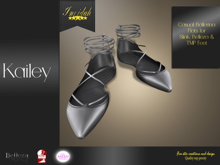 Second Life Marketplace - Invidah* Kailey Flats SILVER (for Belleza ...