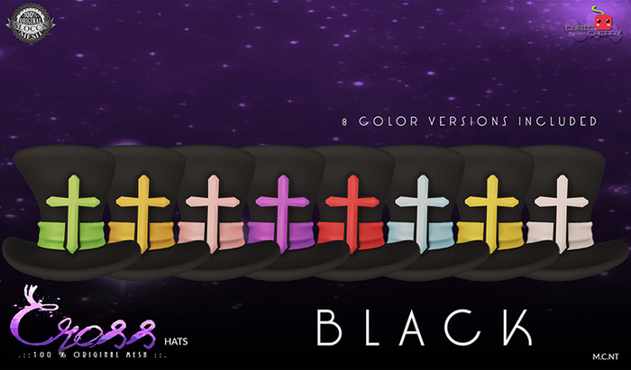 Second Life Marketplace - {Cross} hats black.::Cubic Cherry Kre-ations::.
