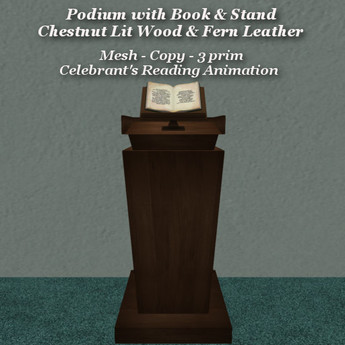 Second Life Marketplace - Podium Open Book Chestnut & Fern Leather