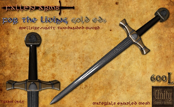 Second Life Marketplace - (FA) GOLD For The Living Sword (box)