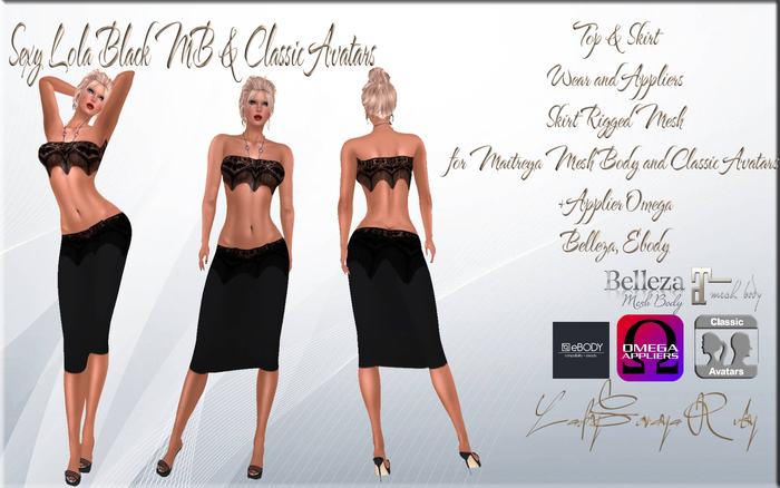 Second Life Marketplace Lsr Sexy Lola Black Mb And Classic Avatars