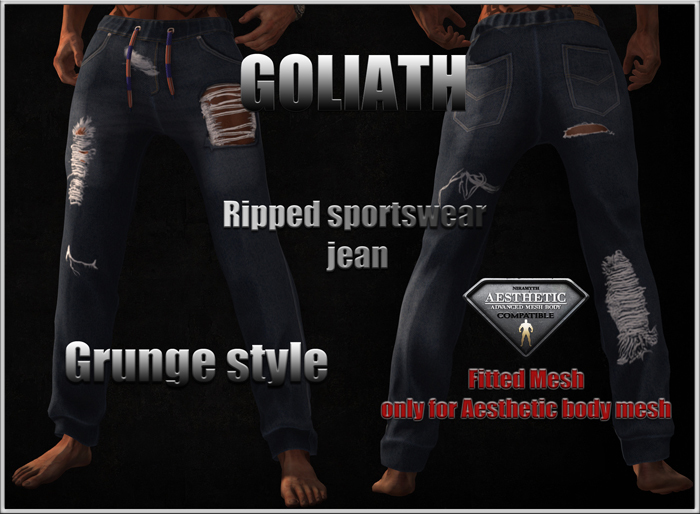 Second Life Marketplace - Goliath ripped sportswear jeans blue