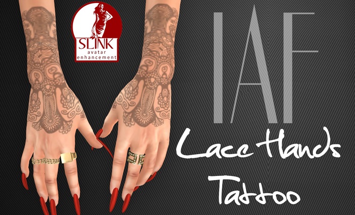 Second Life Marketplace - IAF Lace Hands Tattoo (With Appliers)