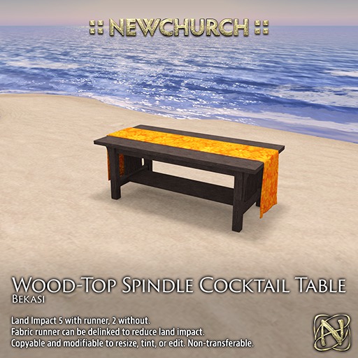 Second Life Marketplace - :: N :: Wood Top Spindle Cocktail Table, Bekasi