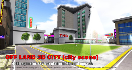 Second Life Marketplace - OFF Land 3D City scene for 4096 sq meter Land.