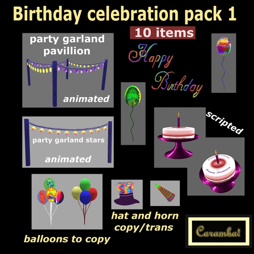 Second Life Marketplace - Party - Birthday celebration pack 1