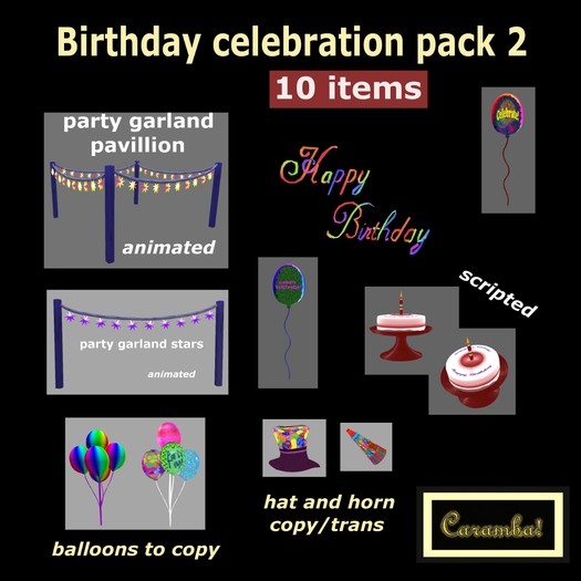 Second Life Marketplace - Party - Birthday celebration pack 2