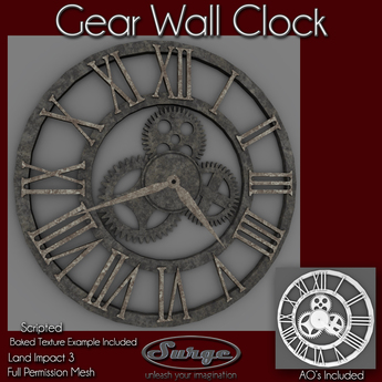 Second Life Marketplace - Gear Wall Clock - Full Permission Mesh ...