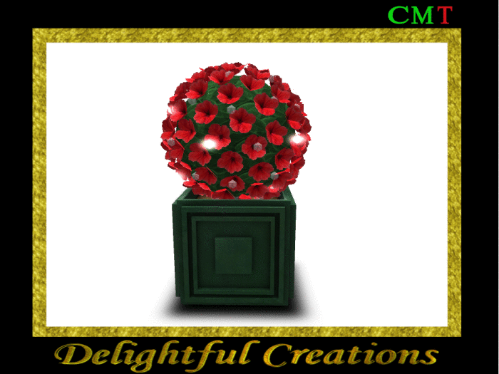 Second Life Marketplace - Red Hibiscus Lighted Ball Topiary Short ...