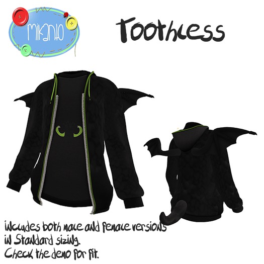 Second Life Marketplace - Mikanto - Toothless Hoodie Unisex