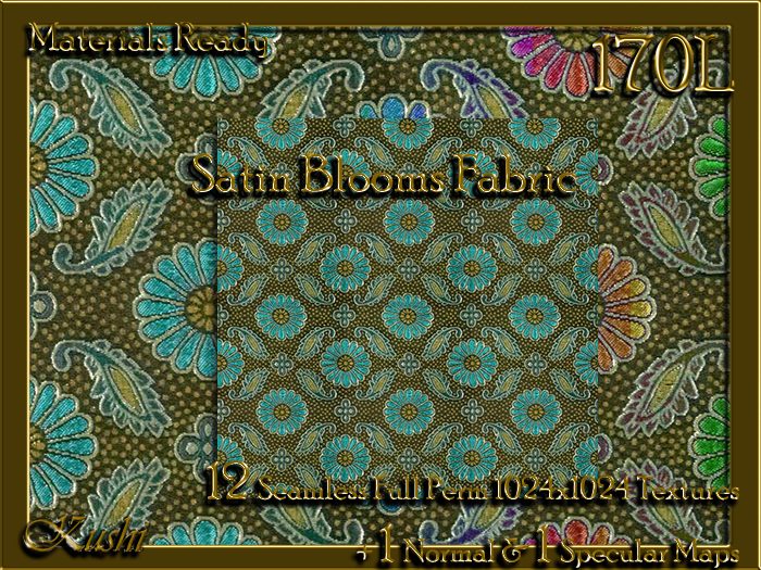 Second Life Marketplace - Satin Blooms Metallic Fabric Seamless ...