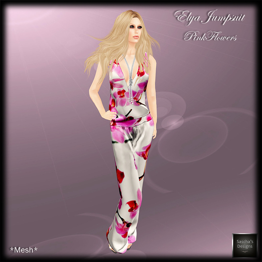 Second Life Marketplace - SAS - Elya PinkFlower Jumpsuit (Mesh)