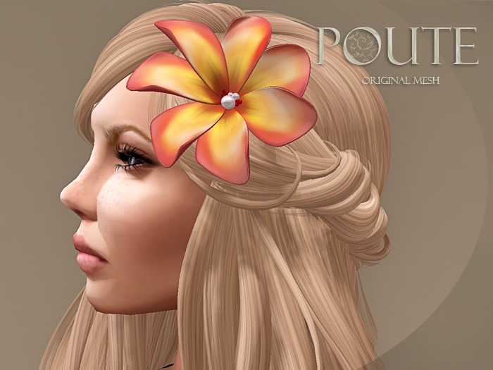 Second Life Marketplace - Poute- Plumeria Flower Hair Piece- Hot Pink