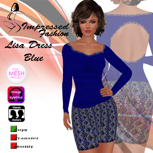 Second Life Marketplace Impressed Fashion Lisa Dress Blue Boxed
