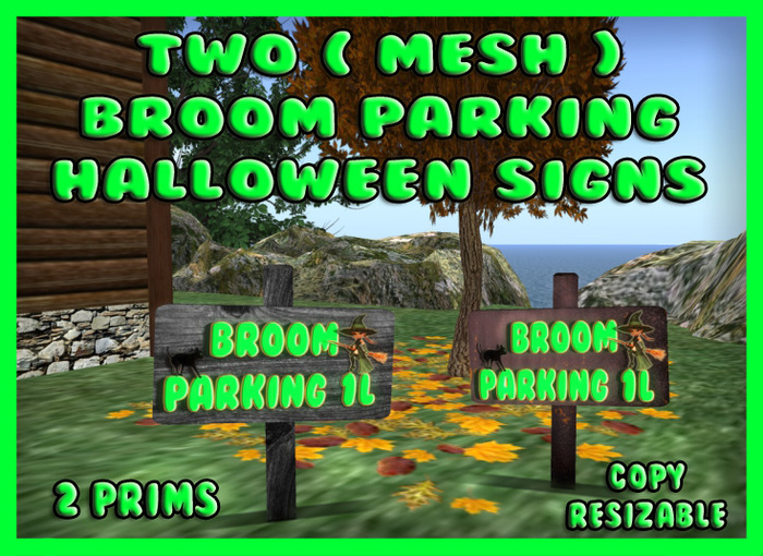 Second Life Marketplace - Broom parking signs ( 2 Mesh )
