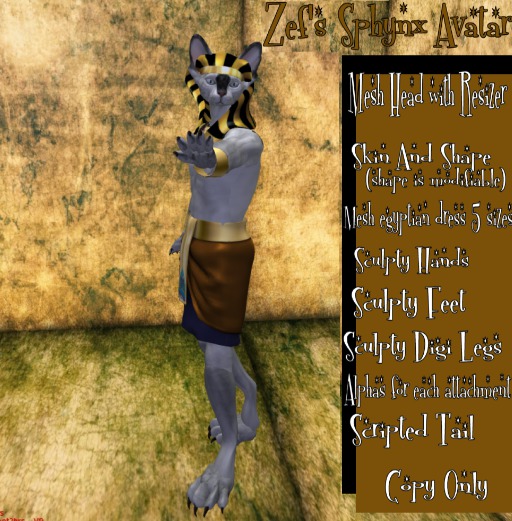 Second Life Marketplace - Zef's Grey Male Sphynx Cat Avatar with Mesh ...