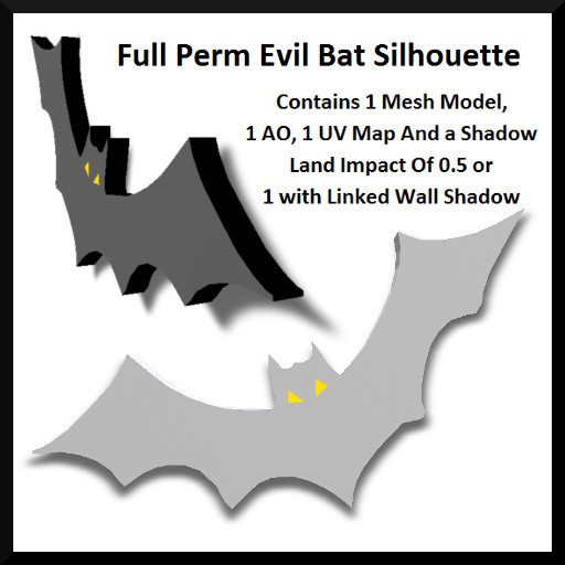 Second Life Marketplace - Full Perm Evil Bat Silhouette