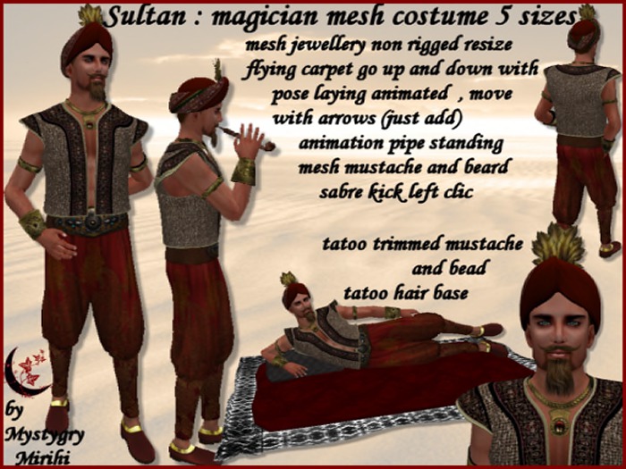 Second Life Marketplace - Sultan magician mesh costume kalif beard ...