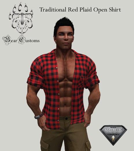 Second Life Marketplace - Traditional Red Plaid Open Shirt