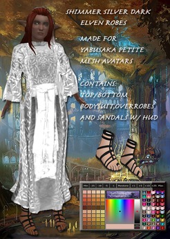 Second Life Marketplace - Shimmer Silver Elven Robes Yabusaka Petite
