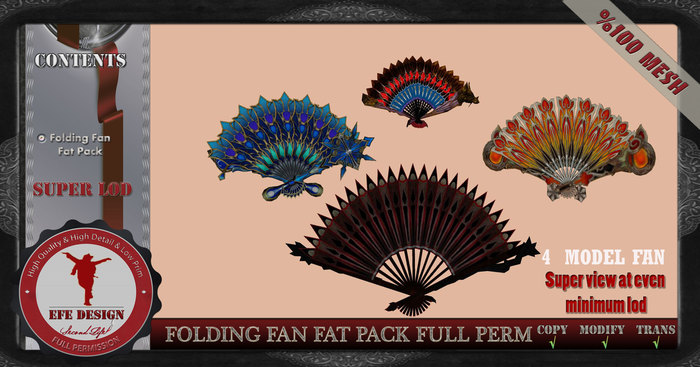 Second Life Marketplace - Folding Fan Fat Pack Full Permission EFE DESIGN