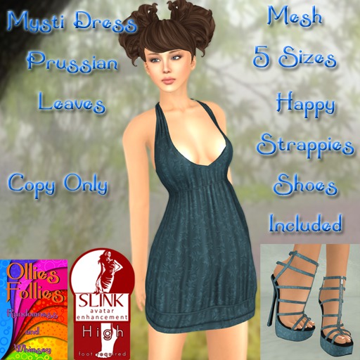 Second Life Marketplace Mysti Dress Prussian Leaves ~of~